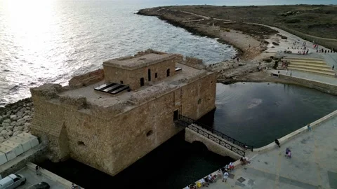 Medieval Fort by the sea and tourists at... | Stock Video | Pond5