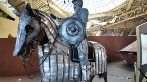 Medieval heavy cavalry armor display at ... | Stock Video | Pond5