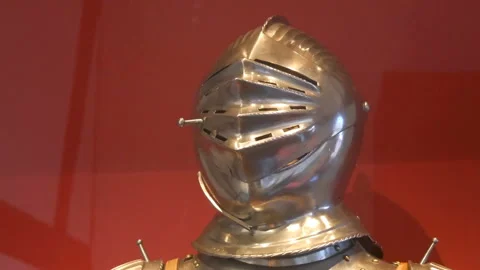 Medieval iron knight armor as an exhibit... | Stock Video | Pond5