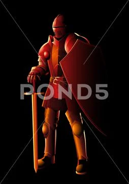 Medieval knight in full body armor Illustration #138483776