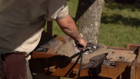 Medieval Reenactment Blacksmith At Work ... | Stock Video | Pond5