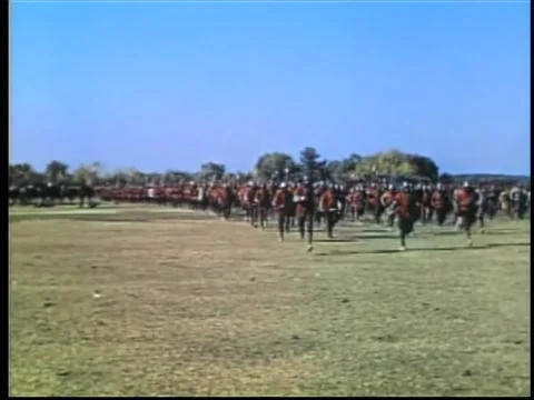 Medieval soldiers running across field | Stock Video | Pond5