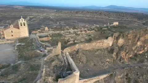 Medieval village of Moya, Castle ruins, ... | Stock Video | Pond5