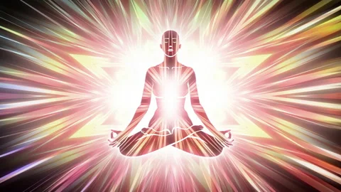Meditating Human Lotus Pose with Glowing... | Stock Video | Pond5