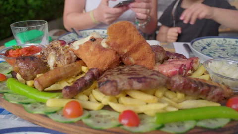 Mediterranean Greek food on display at r... | Stock Video | Pond5