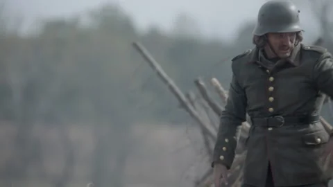 Medium shot of Adolf Hitler in the trenc... | Stock Video | Pond5