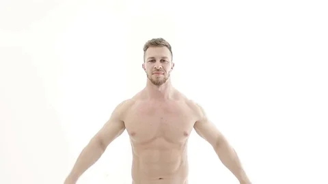 Medium shot of a muscular bodybuilder do... | Stock Video | Pond5