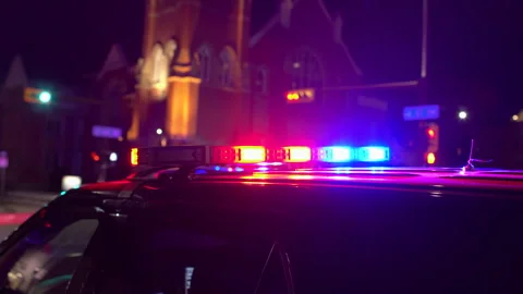 Medium shot of police car's emergency li... | Stock Video | Pond5