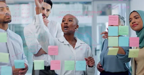 Meeting, collaboration and sticky notes ... | Stock Video | Pond5