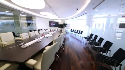 Meeting room with big conference-table i... | Stock Video | Pond5