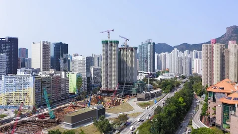 Mega Building Construction site in downt... | Stock Video | Pond5