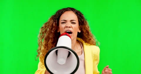 Megaphone, face and green screen by woma... | Stock Video | Pond5