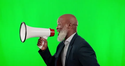 Megaphone, green screen and black man is... | Stock Video | Pond5