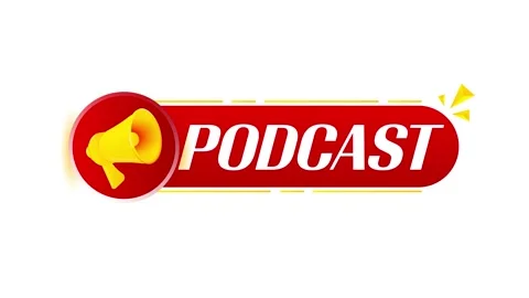 Megaphone with podcast banner on white b... | Stock Video | Pond5