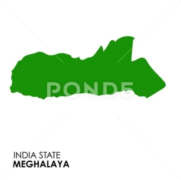 Meghalaya map of Indian state. Meghalaya map vector illustration ...