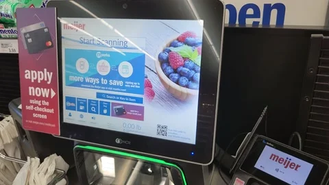 Meijer Start Scanning Checkout Kiosk | Stock Video | Pond5