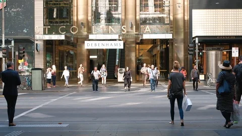 Melbourne - Street view with people cros... | Stock Video | Pond5