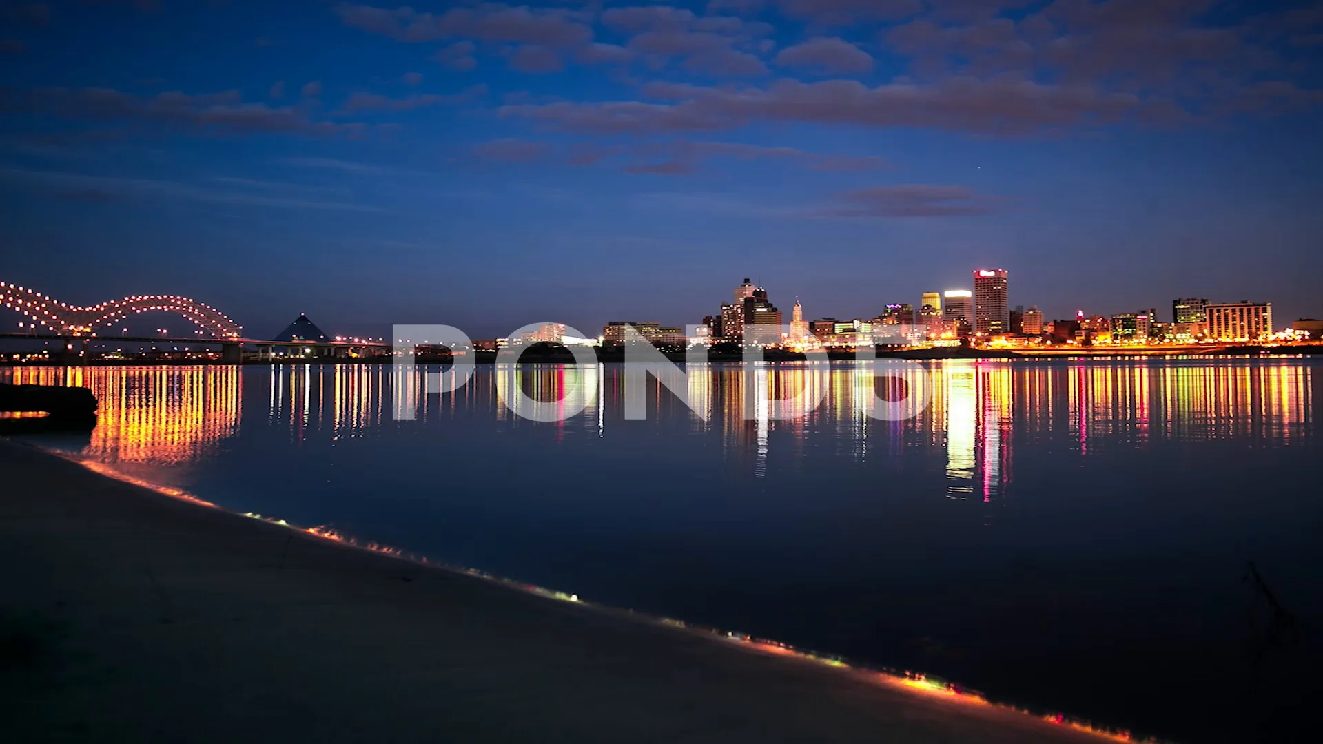 Memphis Skyline At Night Aerial View Downtown Memphis Skyline