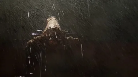 Men battle a large storm at sea in this ... | Stock Video | Pond5