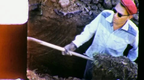Men DIGGING Trench Ditch Construction Si... | Stock Video | Pond5