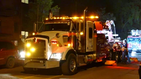 Tow Truck Night Stock Footage ~ Royalty Free Stock Videos | Pond5
