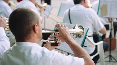 Men play musical instruments in the orch... | Stock Video | Pond5