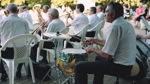 Men play musical instruments in the orch... | Stock Video | Pond5