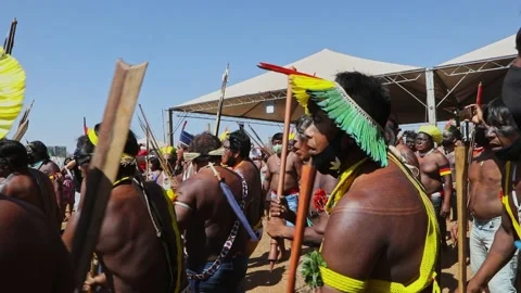 Men from tribes in the Amazon rainforest... | Stock Video | Pond5