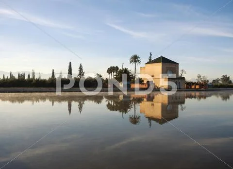 The Menara gardens basin and minzah a palace like pavilion High Atlas ...
