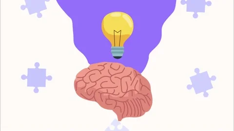 mental health animation with brain and b... | Stock Video | Pond5