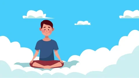 mental health animation with man in lotu... | Stock Video | Pond5