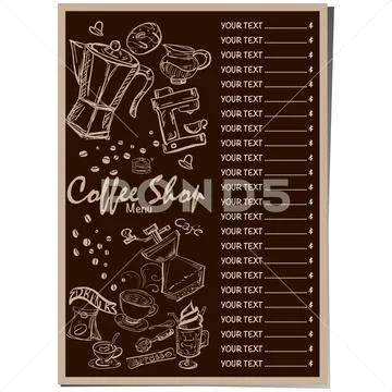 Menu coffee shop cafe restaurant template design hand drawing graphic ...