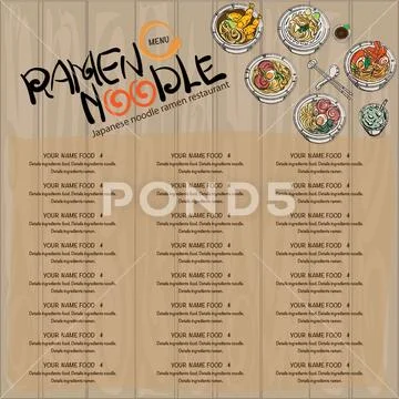 Menu ramen noodle japanese food template design Illustration #104378040