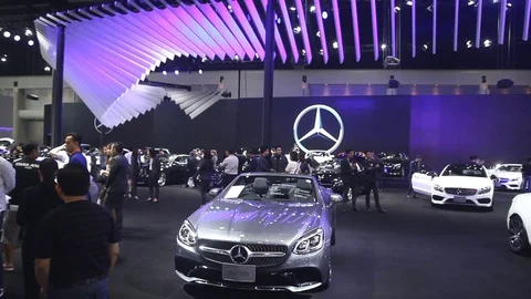 Mercedes Benz cars on display at Thailan... | Stock Video | Pond5