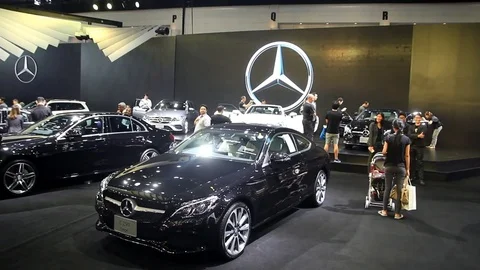 Mercedes Benz cars on display at Thailan... | Stock Video | Pond5