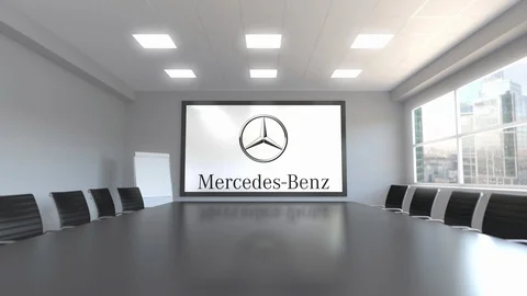Mercedes-Benz logo on the screen in a me... | Stock Video | Pond5
