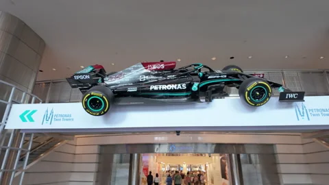 Mercedes F1 race car on display at a sho... | Stock Video | Pond5