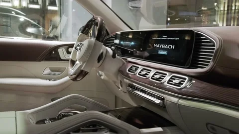 Mercedes Maybach GLS interior in brown b... | Stock Video | Pond5