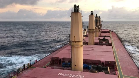 A merchant ship underway, deck view | Stock Video | Pond5