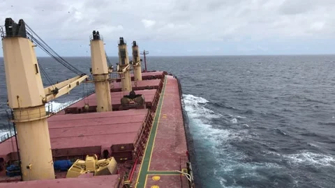 A merchant ship underway, deck view | Stock Video | Pond5