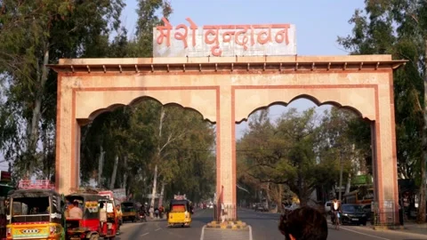 Mero Vrindavan Hoarding in Vrindavan Ent... | Stock Video | Pond5
