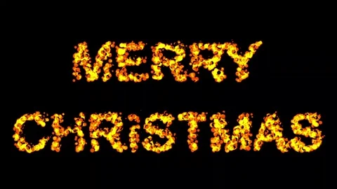 Merry Christmas text with cartoon fire p... | Stock Video | Pond5