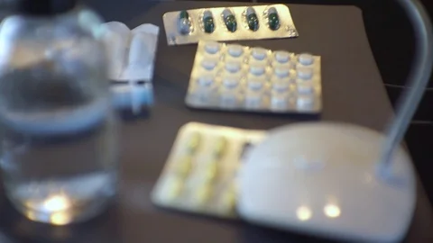 mess on the table with drugs and a therm... | Stock Video | Pond5
