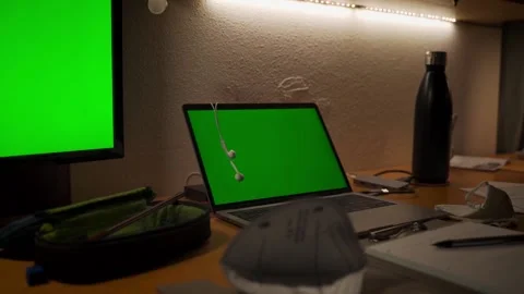 A messy desktop with a green-screen comp... | Stock Video | Pond5