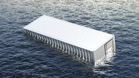 Metal cargo container floating in water,... | Stock Video | Pond5