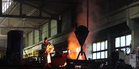 Metal cast process in blast furnace | Stock Video | Pond5