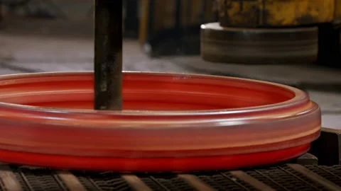 Metal forging using ring roller machine ... | Stock Video | Pond5
