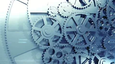 Metal Gears rotating in looped animation... | Stock Video | Pond5