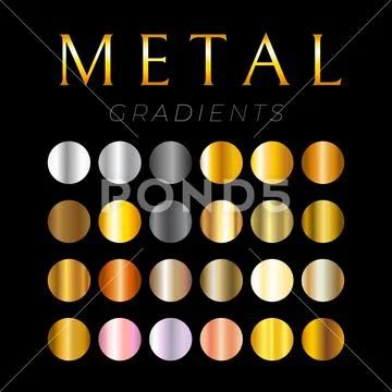Metal Gold, Silver, Bronze, Copper Gradients Color Shades Swatches ...