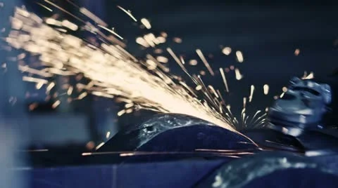 Metal grinding machine with sparks in 4K | Stock Video | Pond5